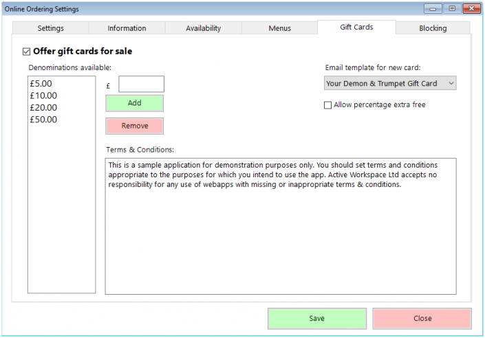 How To: Configure your WebApp - Gift Cards - Active Workspace
